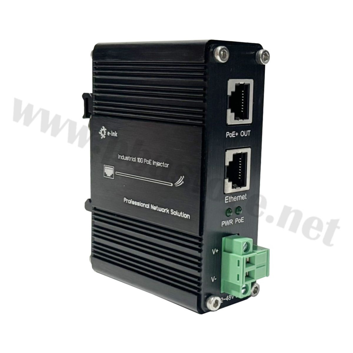 10G Industrial 30W POE+ Injector (12~48V DC Power Input) Standalone af/at 100M DIN Rail ยึดรางปี ...